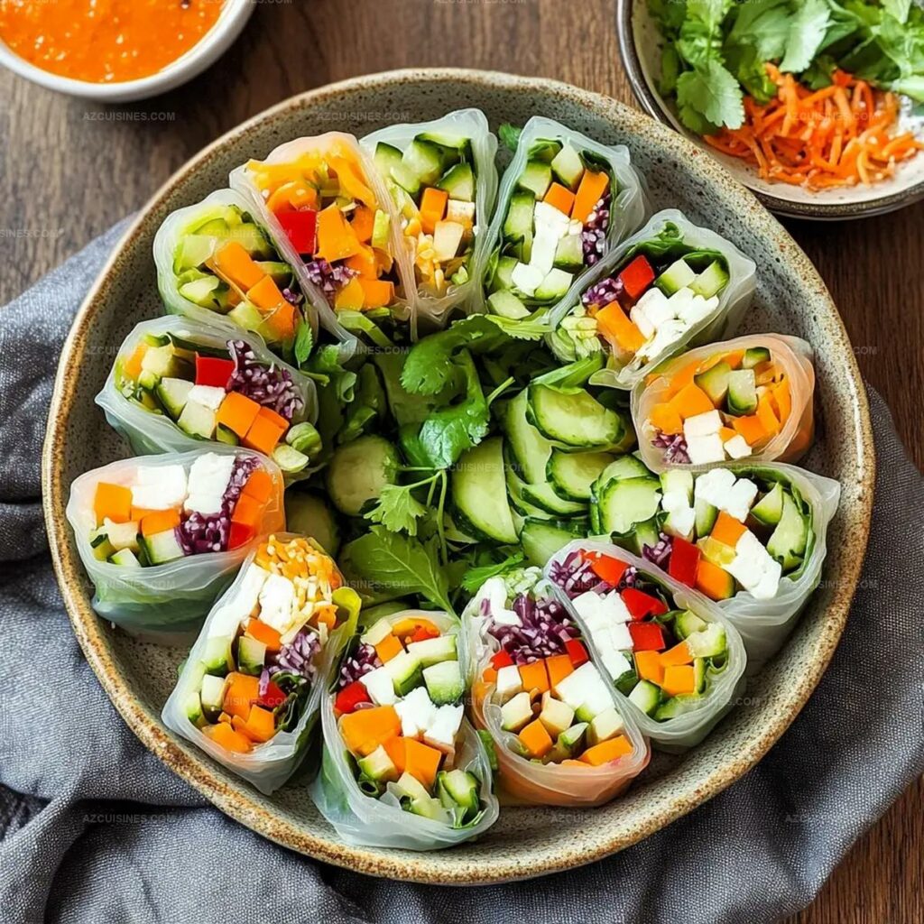 Fresh Garden Veggies in Silky Vegetable Rice Paper Rolls Recipe - AZ ...
