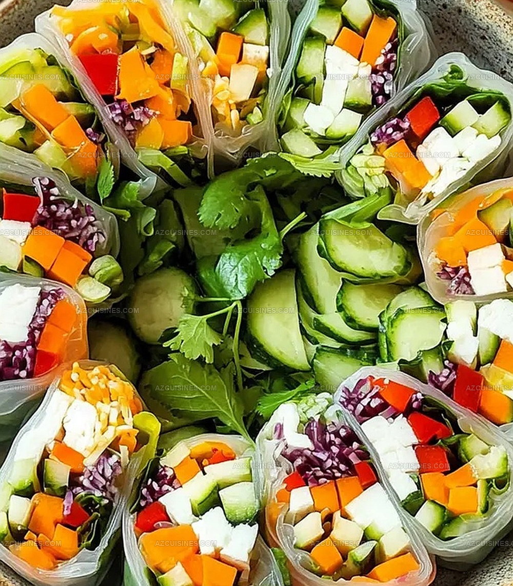 Fresh Garden Veggies in Silky Vegetable Rice Paper Rolls Recipe - AZ ...
